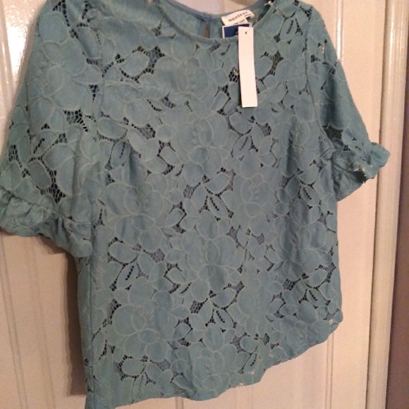 Monteau | Tops | Monteau Blue Lace Top | Poshmark